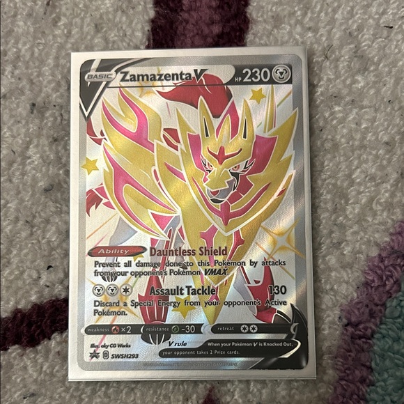Pokemon | Toys | Pokemon Zamazenta V Trading Card Pink And Gold | Poshmark